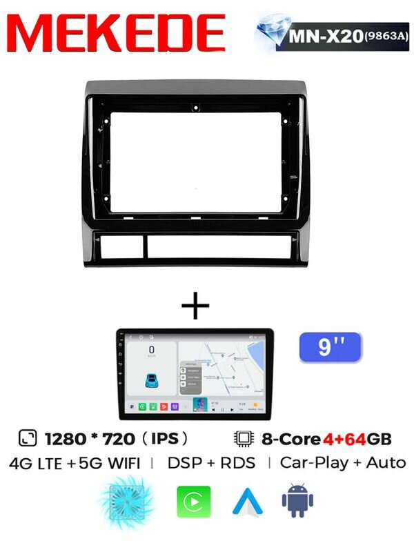 Магнитола 9" Mekede MN X20 Pro 4/64 Gb Toyota Tacoma 2 N200 Hilux 2005-2015 carplay