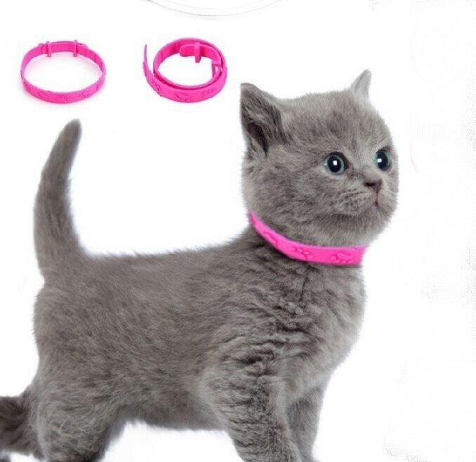 Инсектоакарицидный ошейник от клещей и блох для кошек, 35 см(темно-розовый)