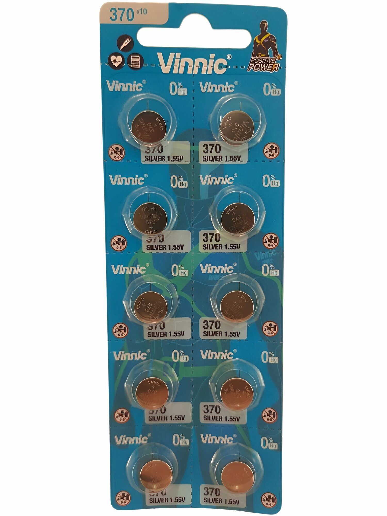 Батарейка (10шт) VINNIC 370 (SR920W, SR69, G6) оксид-серебряная (бл10)