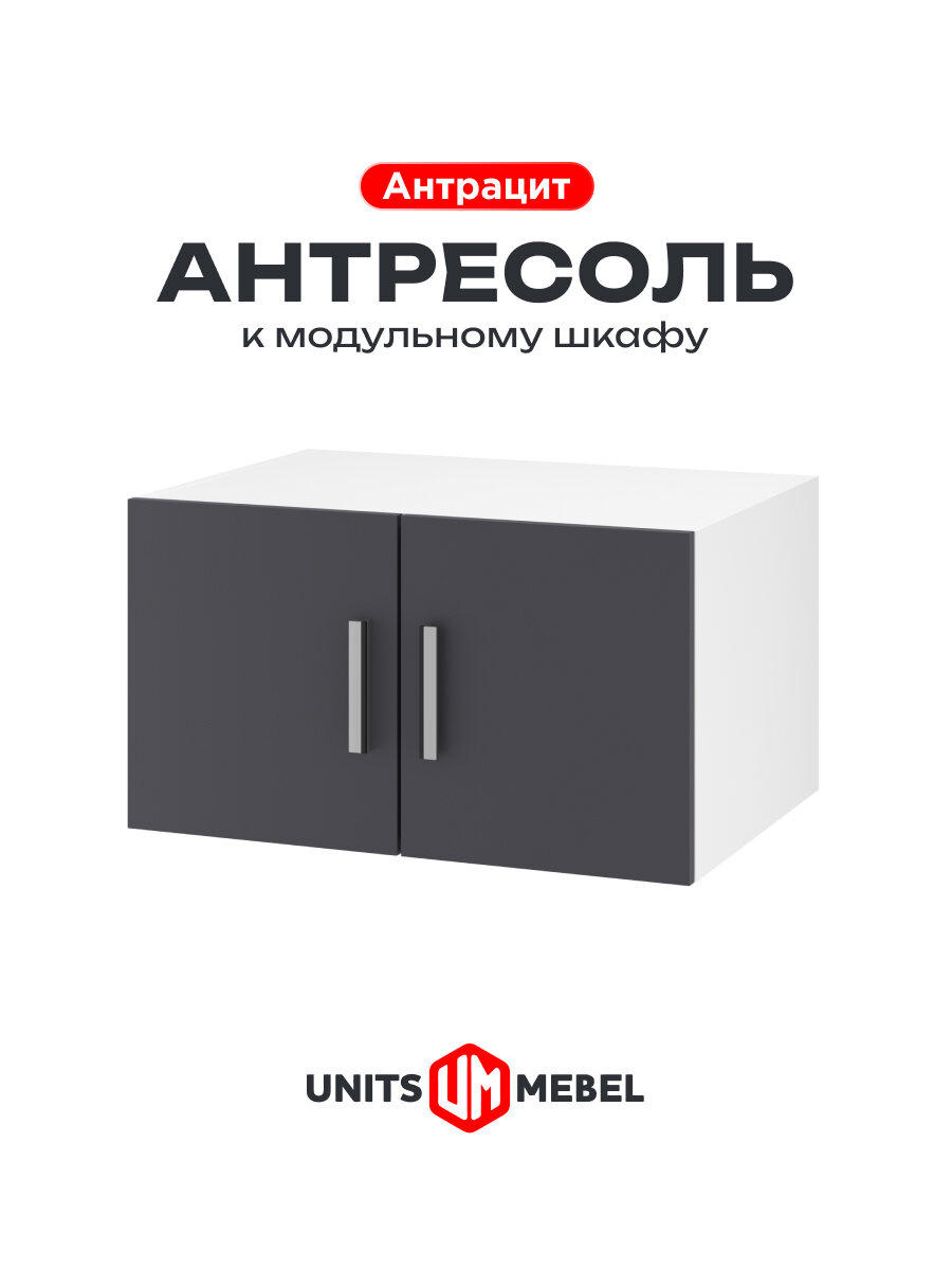 Антресоль для одежды распашная «Twin» 35х45х70; цвет серый; 1 секция