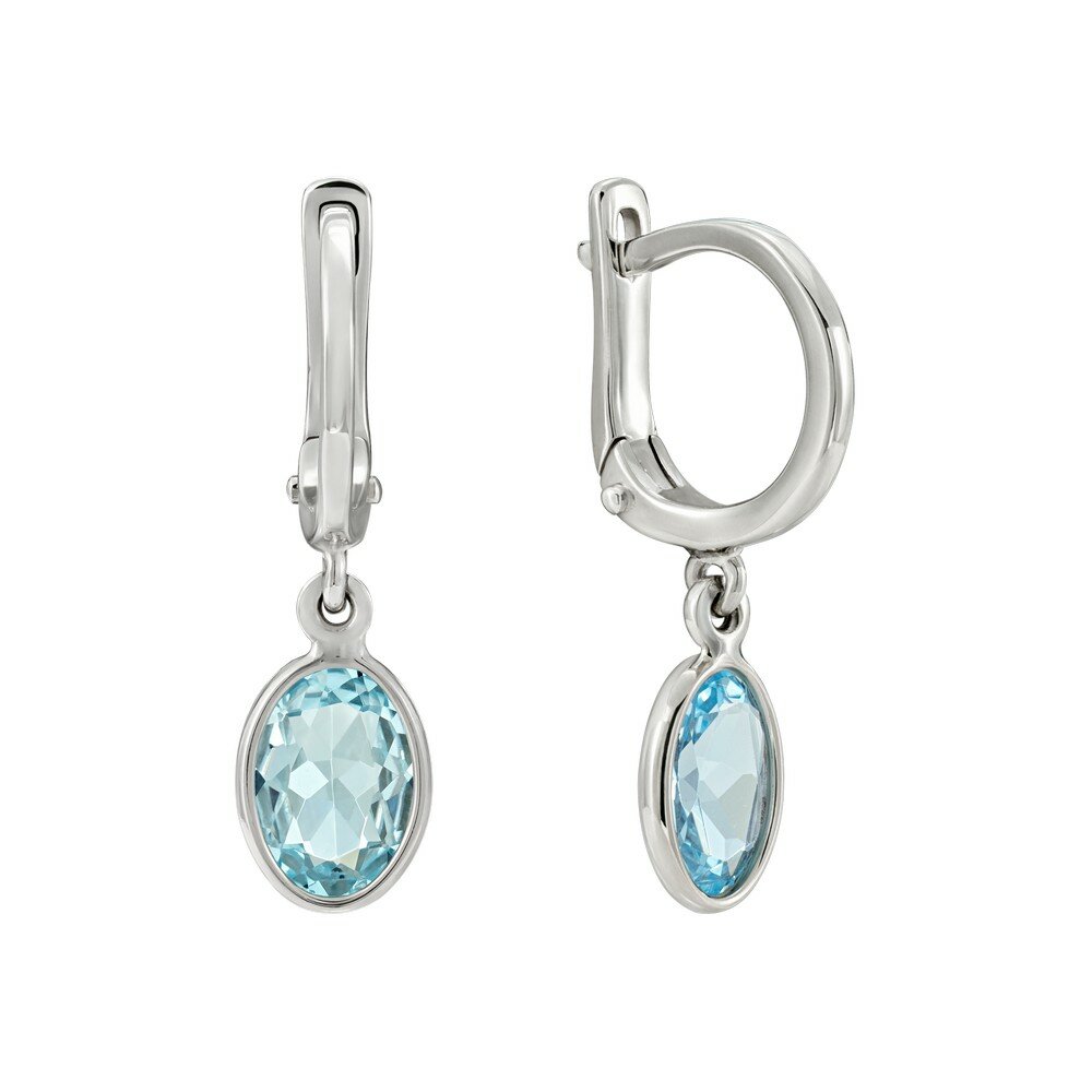 Серьги, белое золото, 585 проба, топаз