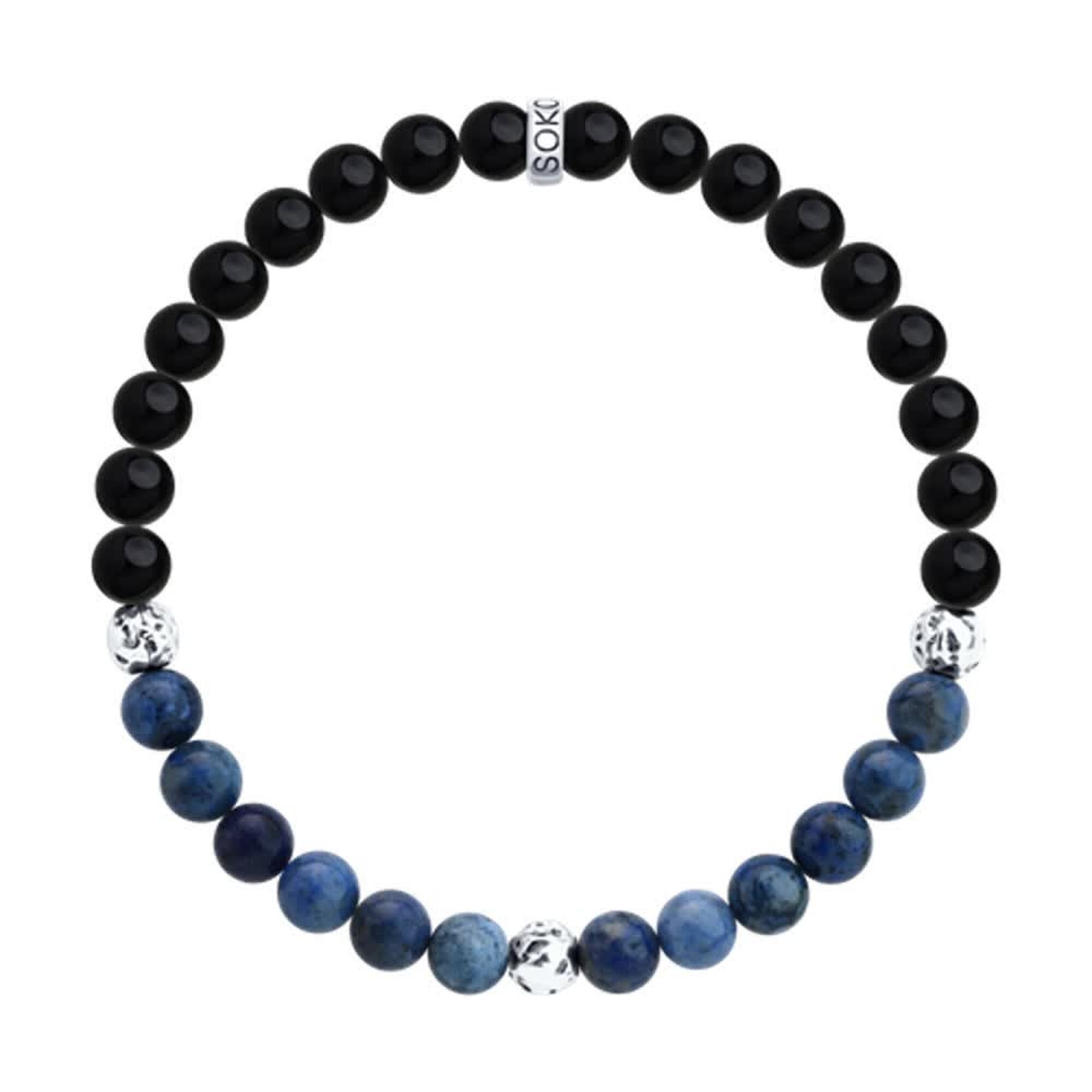 Браслет, серебро, 925 проба, родирование, содалит, агат