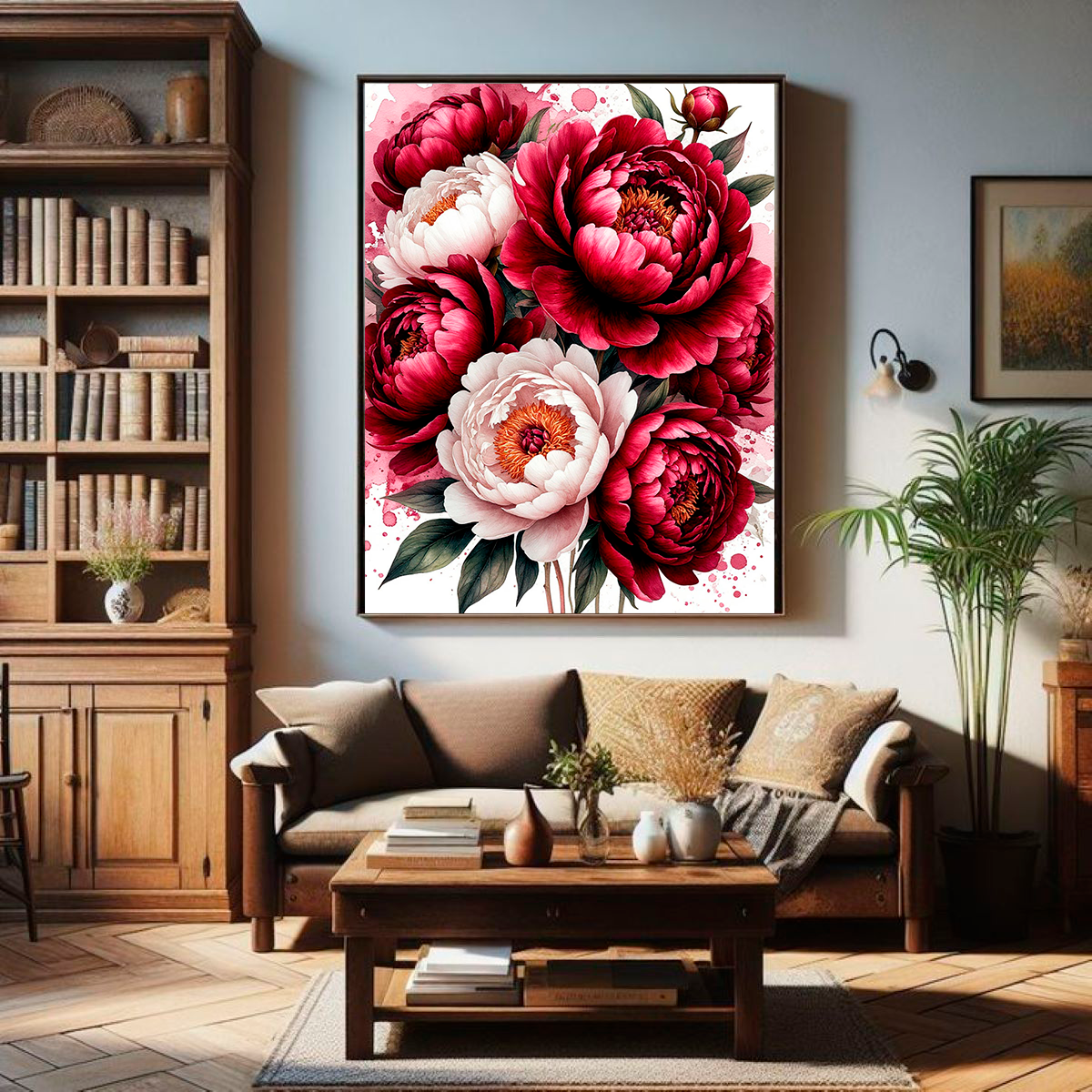 Картина на стену для интерьера Пионы 40х50 см, холст на подрамнике, InterHobby