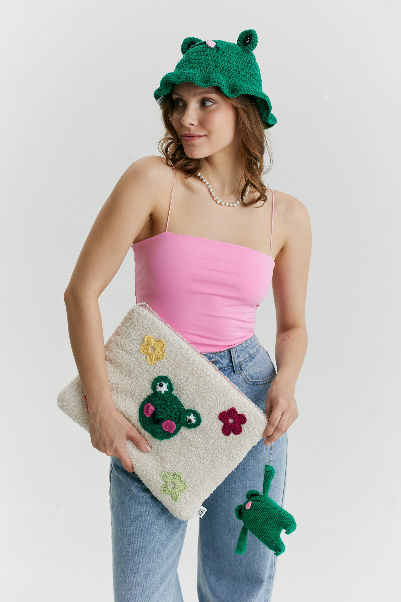 Кейс MURMURIZM "Лягуш" без брелока, для ноутбука 16', текстиль, ручная вязка