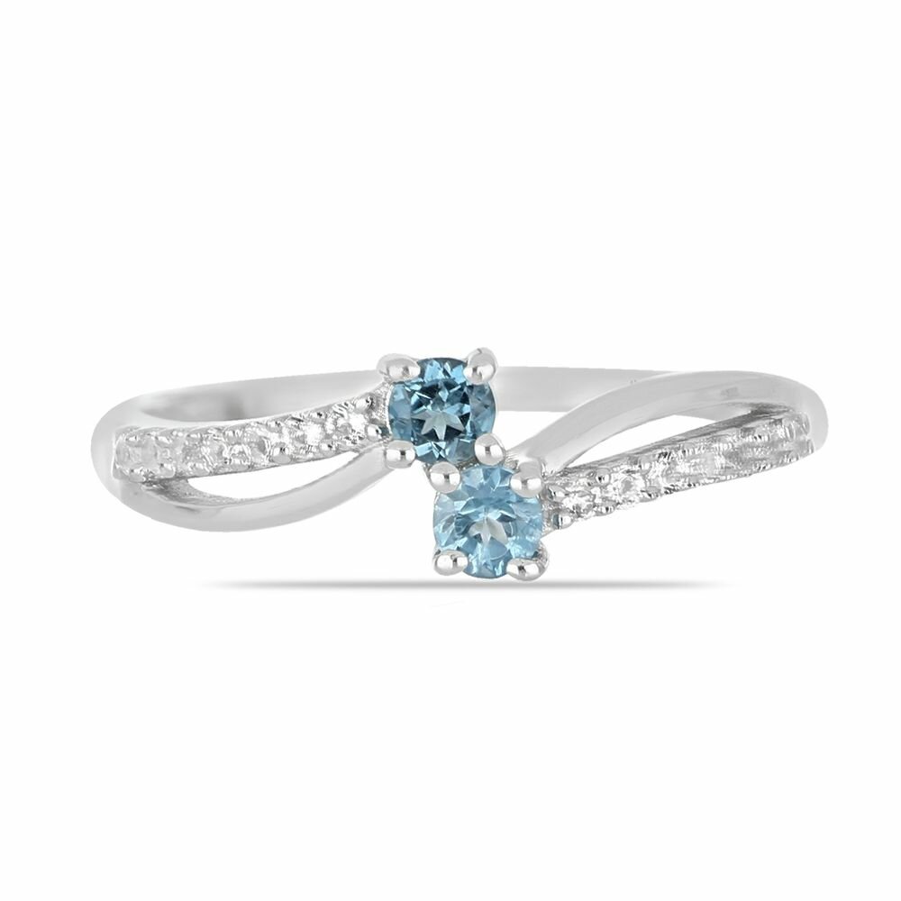 Кольцо тонкое, серебро, 925 проба, родирование, топаз