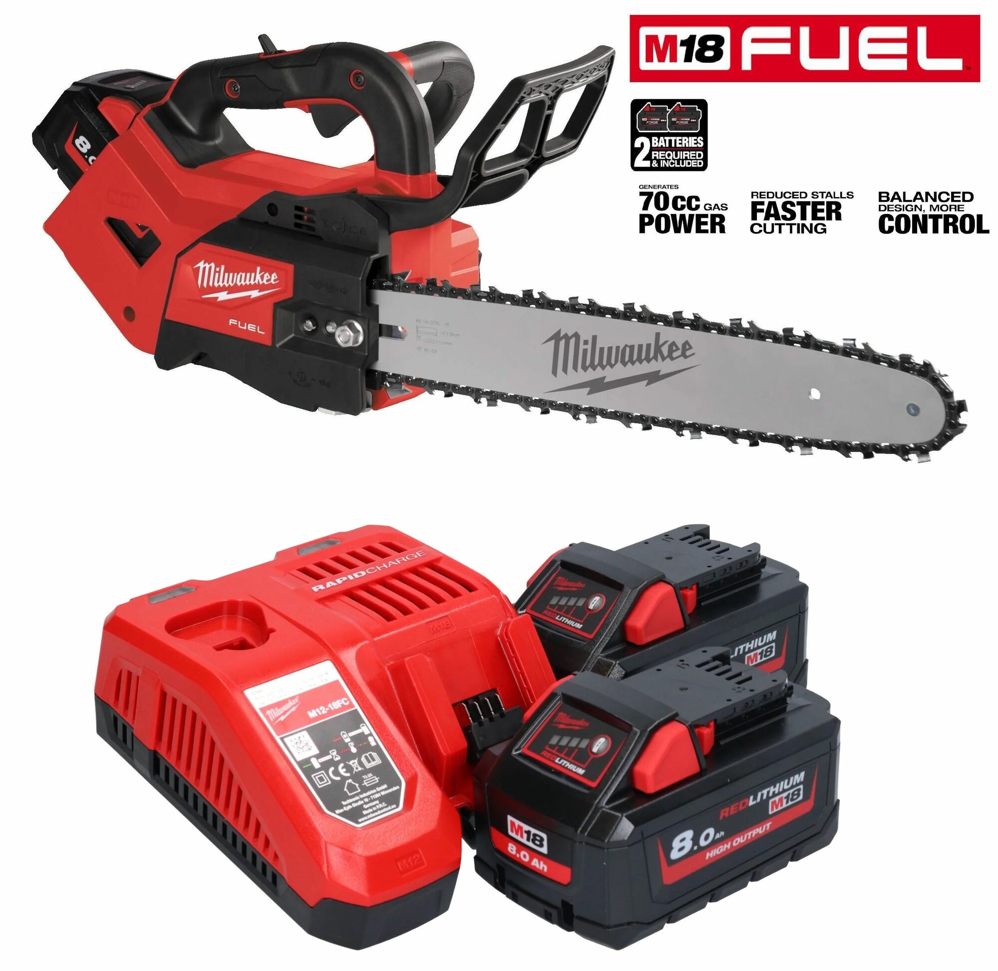 Бензопила с верхней рукояткой 350 мм M18 FTCHS35-802 MILWAUKEE