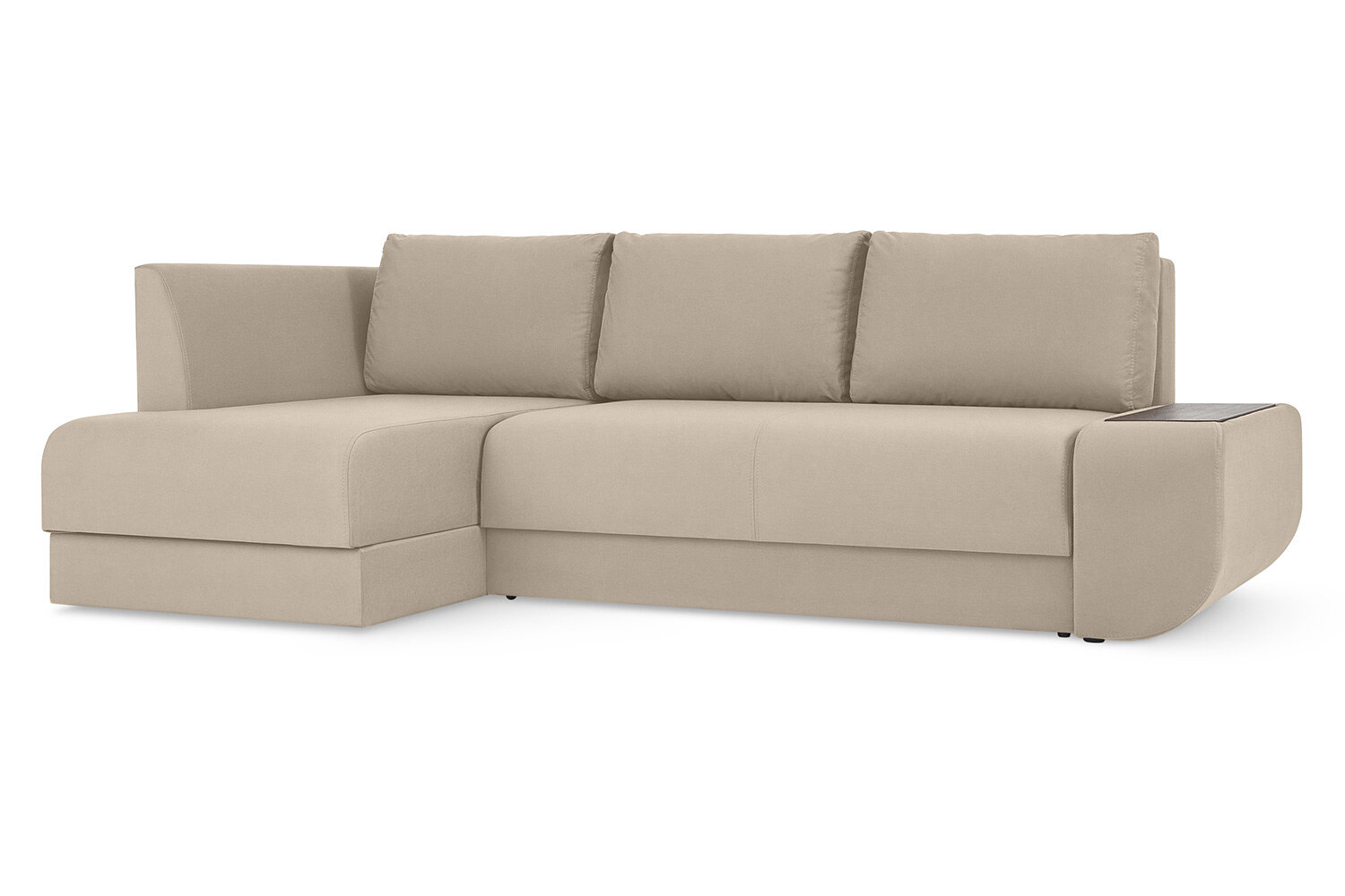 Угловой диван-кровать Силенд, 241х82х142 см, левый угол, обивка велюр, бежевый