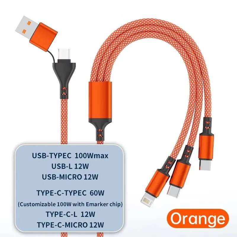 1,2 м, 100 Вт, 3 в 1, кабель для быстрой зарядки, USB-кабель типа C Micro IOS, 6A, кабель для быстрой зарядки данных, кабель для Huawei Xiaomi, Samsung, iPhone, шнур