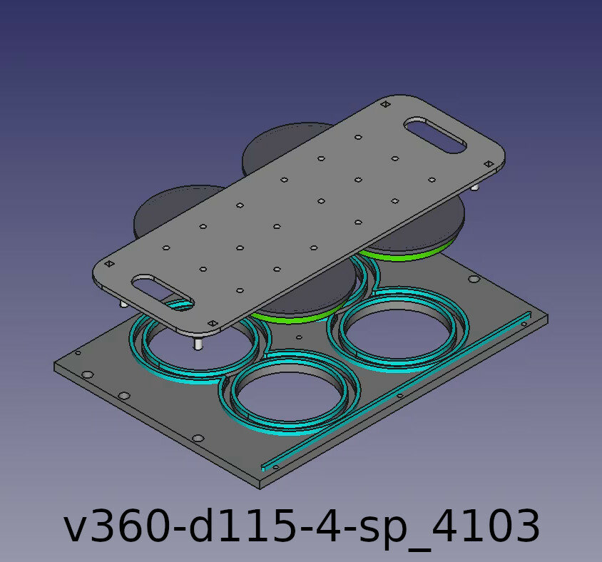 Форма VASSILII-360 с контурной обрезкой (раздельная вырубка) для запайки пищевых контейнеров пленкой d-115 мм*4 № 4103