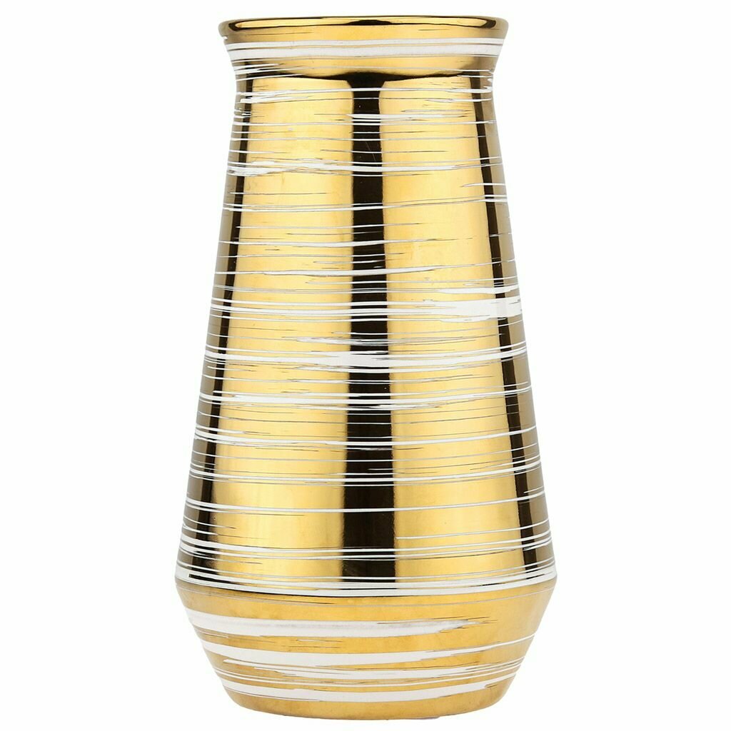 Ваза настольная керамическая "Амра" 1,1л, тонкокаменная керамика, глянцевая глазурь, золотой с белым