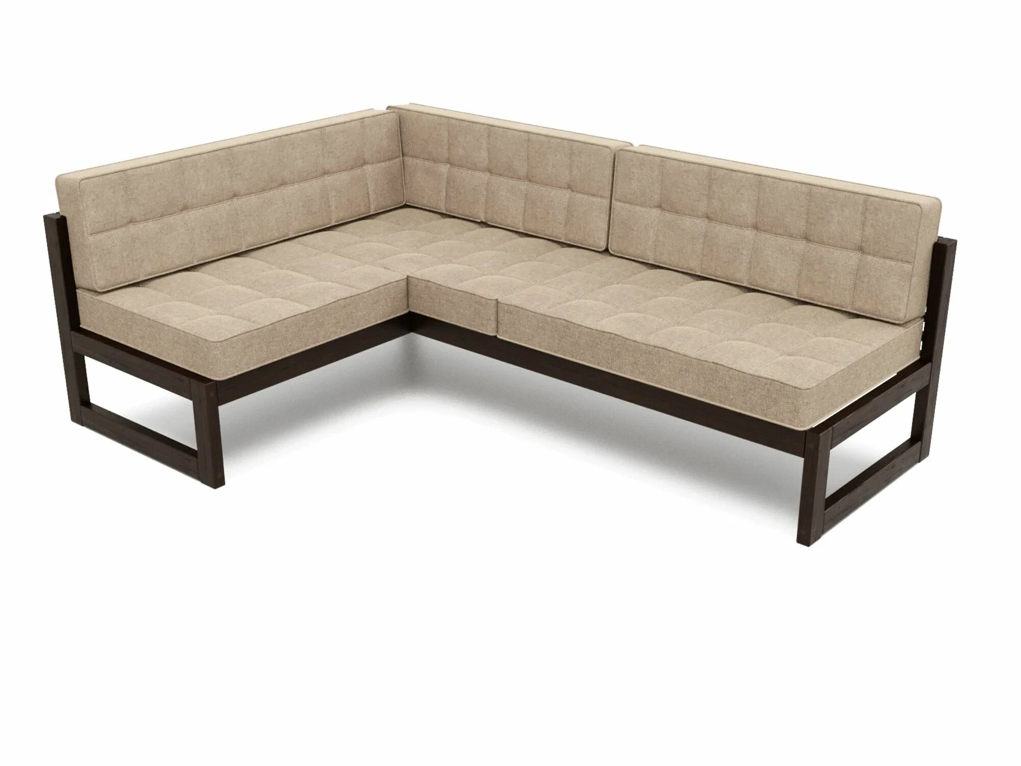 Угловой диван Arsko Сега-У левый, бежевый-венге, рогожка, массив дерева, офисный, садовый, для кафе и бара, скандинавский лофт