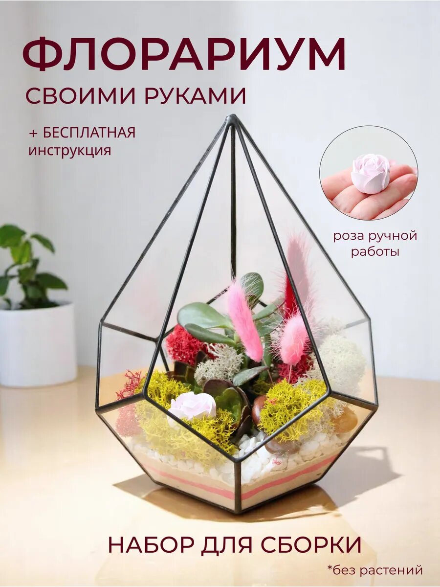 Флорариум набор для сборки Капля с розой