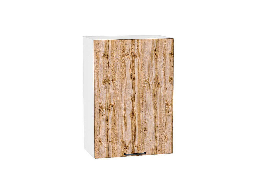 VVT Шкаф верхний с 1-ой дверцей Флэт Белый, Wotan Oak 2S, 720, 500 В*Ш*Г 716*500*318, фасад ЛДСП Wotan Oak 2S, корпус Белый Wotan Oak 2S