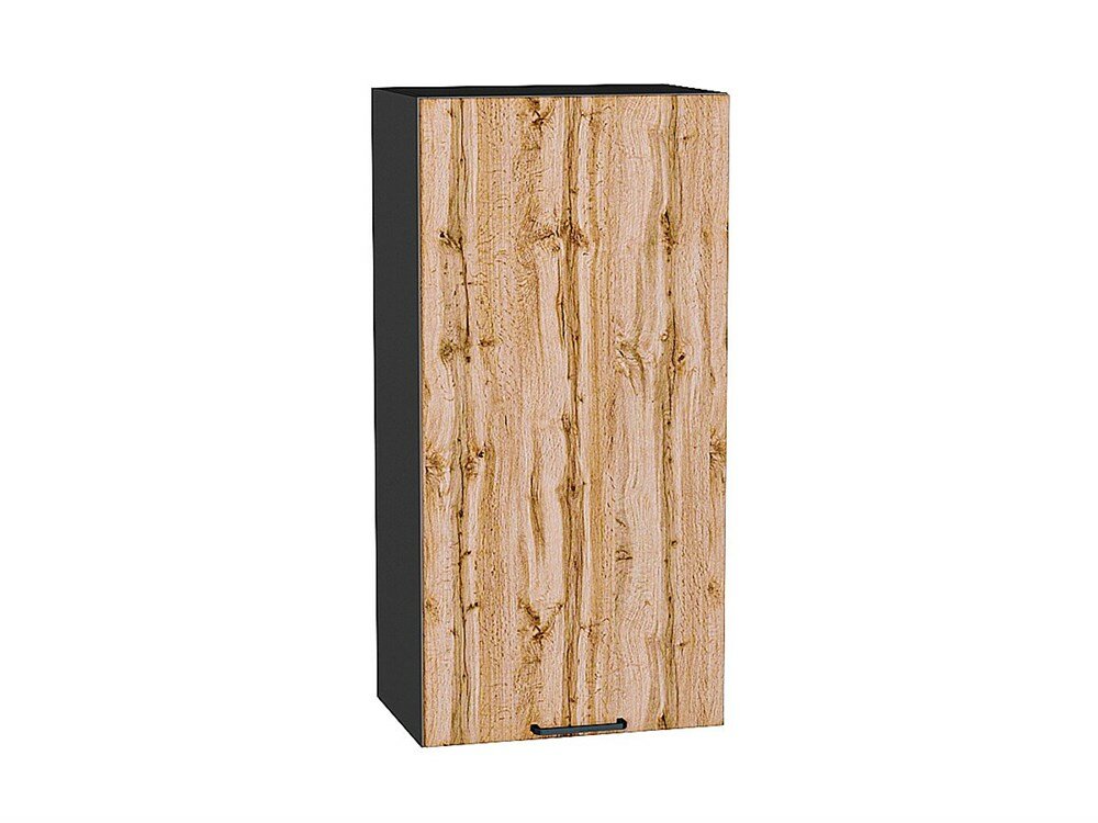 VVT Шкаф верхний с 1-ой дверцей Флэт Graphite, Wotan Oak 2S, 920, 450 В*Ш*Г 920*450*318, фасад ЛДСП Wotan Oak 2S, корпус Graphite Wotan Oak 2S