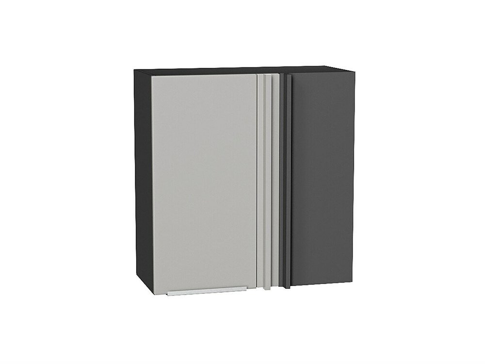 VVT Шкаф верхний прямой угловой Фьюжн Graphite, Silky Light Grey, 720 В*Ш*Г 716*700*345, фасад МДФ Silky Light Grey, корпус Graphite Silky Light Grey