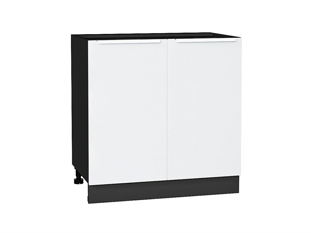 VVT Шкаф нижний с 2-мя дверцами Фьюжн Graphite, Silky White, 800 В*Ш*Г 816*800*480, фасад МДФ Silky White, корпус Graphite Silky White