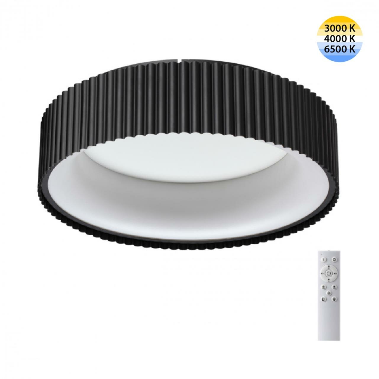 Светильник потолочный Sonex 7712/56L металл/акрил/белый/черный, LED 56Вт,3000-6500К, D460, IP20, пульт ДУ