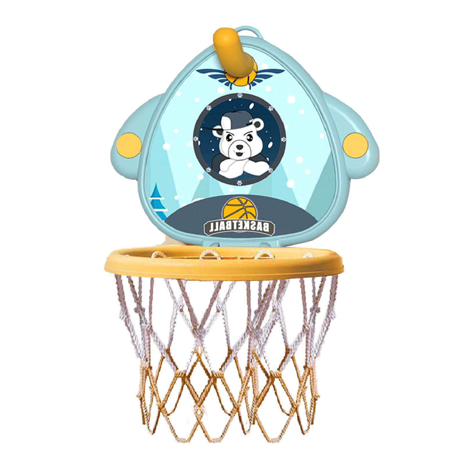 Детский баскетбольный набор с регулируемой высотой, небольшой настенный комплект для игры в баскетбол в помещении, баскетбольные кольца, игрушка с насосом для мяча, голубой цвет.