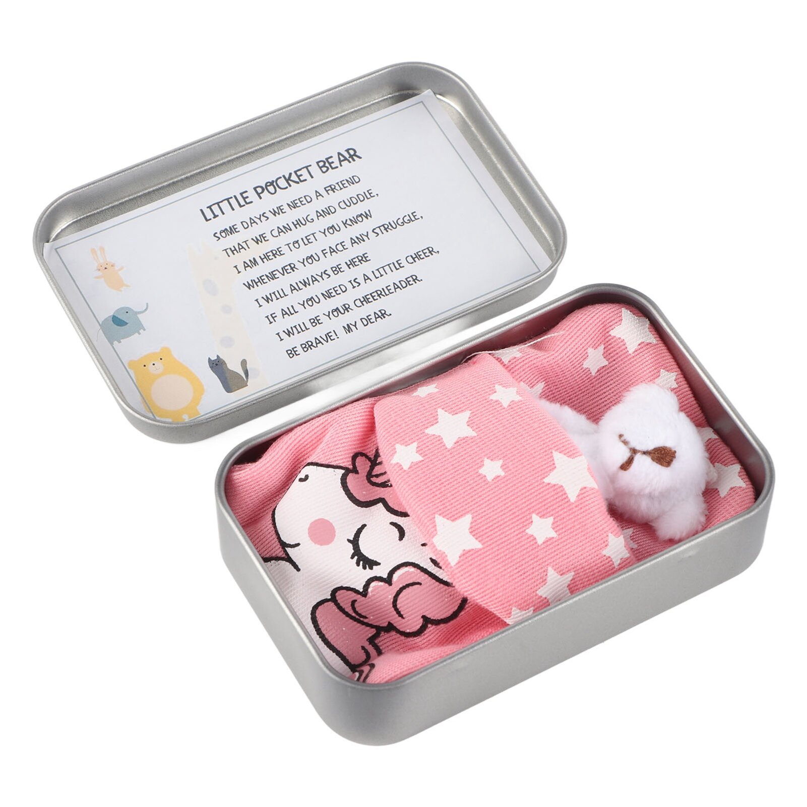 Plush Mini Bear Boy Gift Little Pocket in A Tin Teddy Bears Can