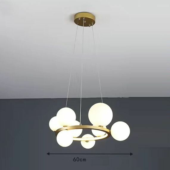 Современная золотая молочно-белая люстра в виде шара с пузырьками, D85 см, теплый свет