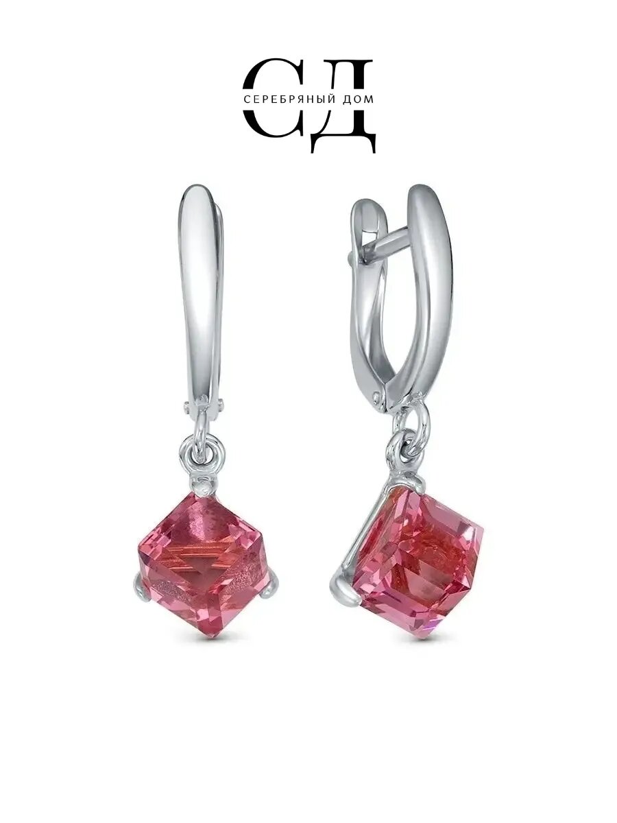 Серьги, 925 проба, родирование, кристалл