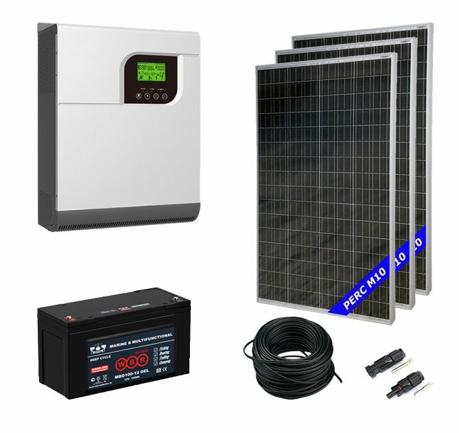 Солнечная электростанция 4.2 кВт*ч в сутки ECO GEL PWM 2024 моно с крепежом