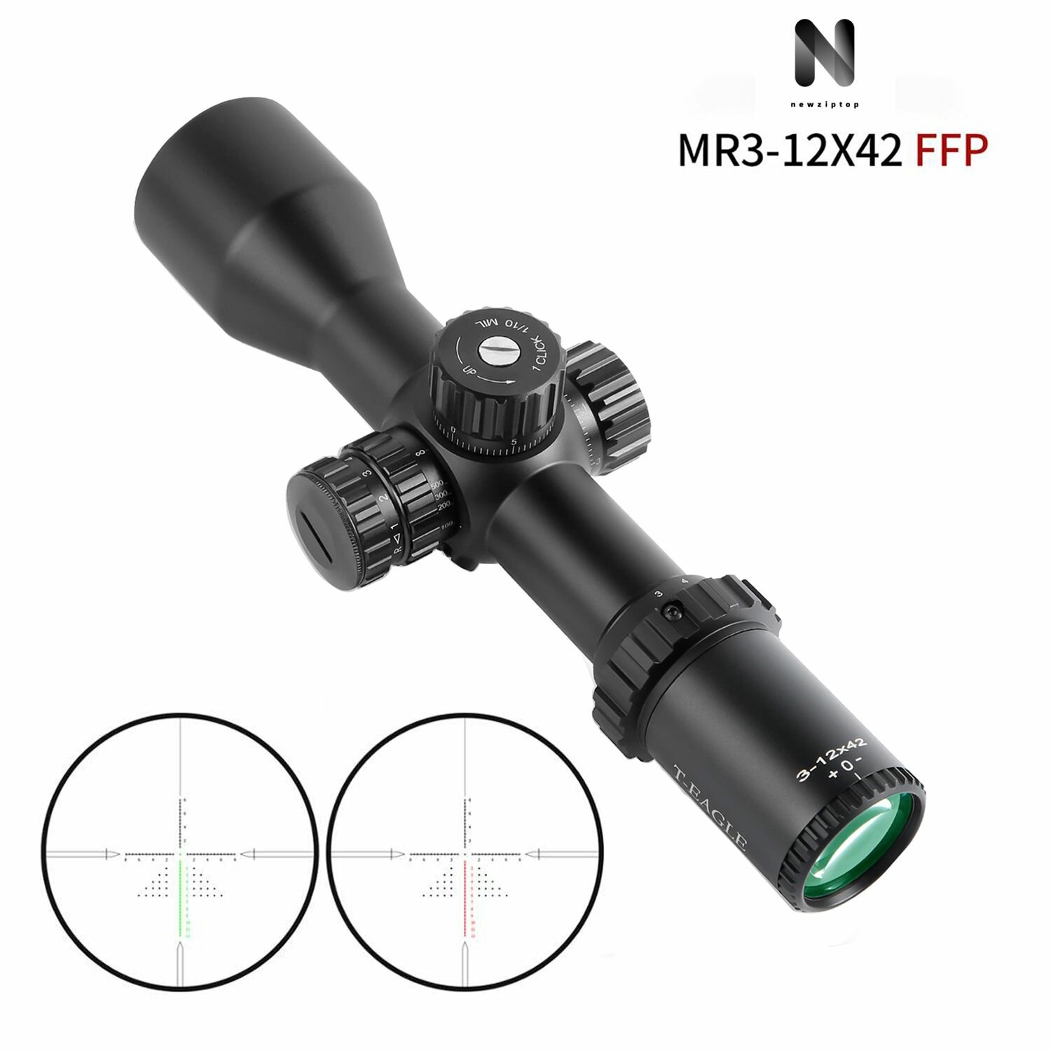 Тактический оптический прицел MR3-12X42 FFP для охотничьего ружья/Прицельная сетка с травлением стекла/Red and green backlight/1 я фокальная плоскость