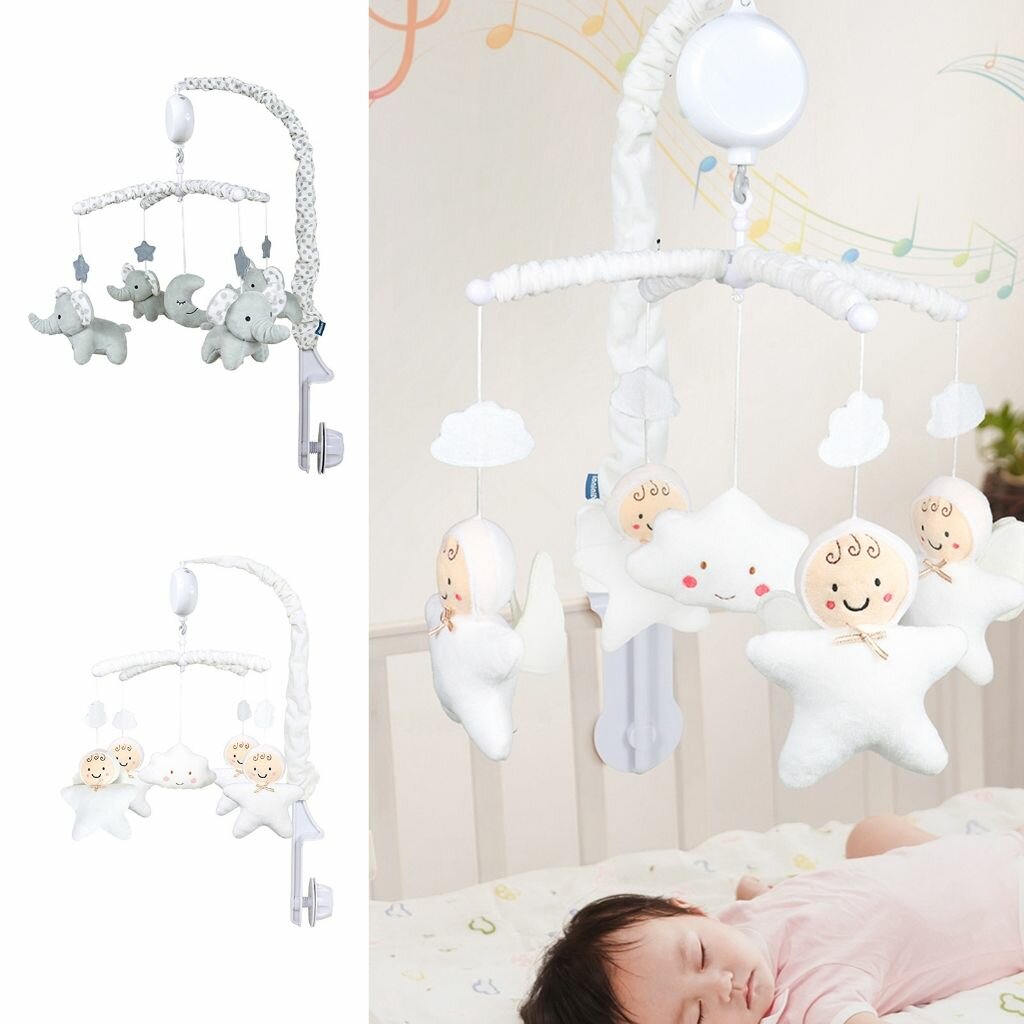 Детские игрушки,35 музыкальных колыбельных для младенцев с вращающимся мобильным - серый слон