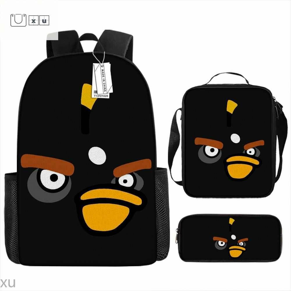 Рюкзак школьный Angry Birds с набором обеденной сумки и пенала для учеников сумка -Lang