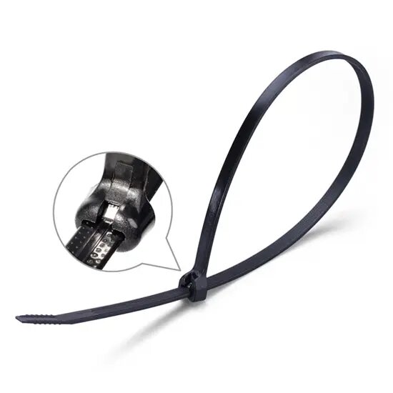 Стяжки крепежные Fortisflex с металлическим зубом КСЗ 10x600 мм, черные {74115} 100 шт/1 упак