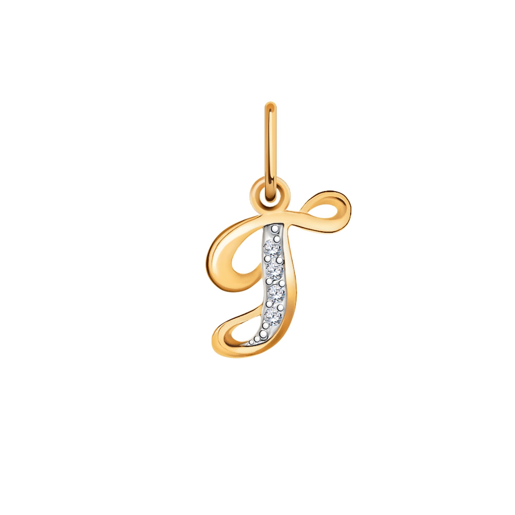 Подвеска, красное золото, 585 проба, фианит