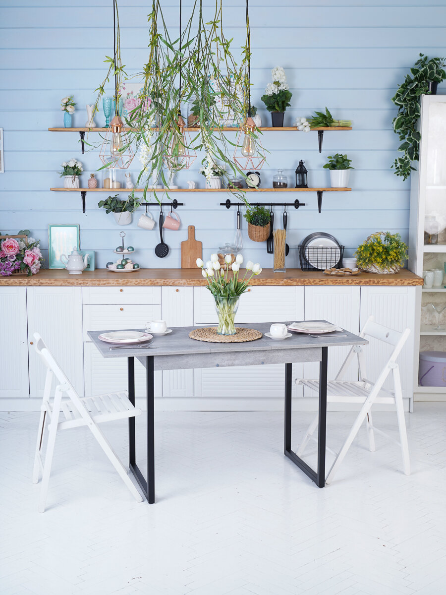 Стол кухонный обеденный раздвижной Домати, метрополитан, 100/130х60х75 см.