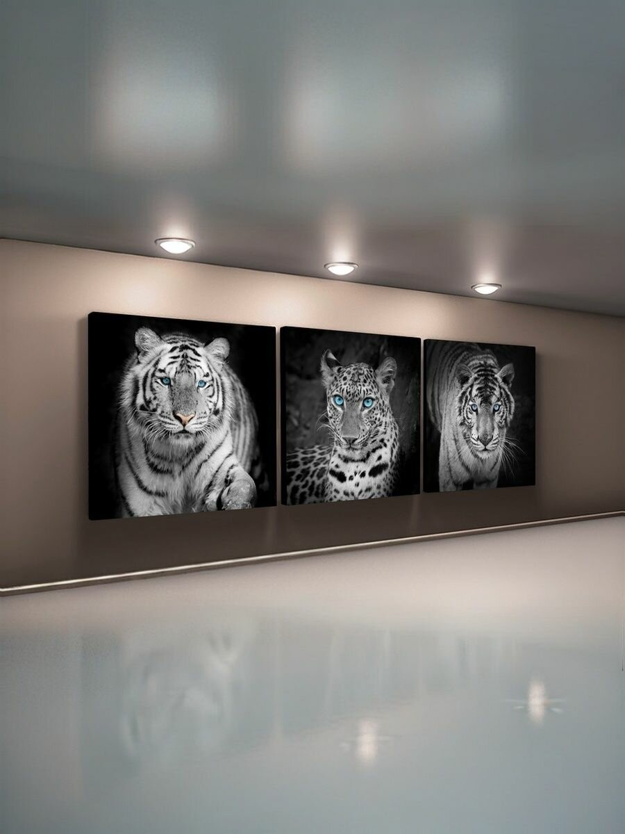 Milaart Модульная картина "Тигры" 33x103 см, 3