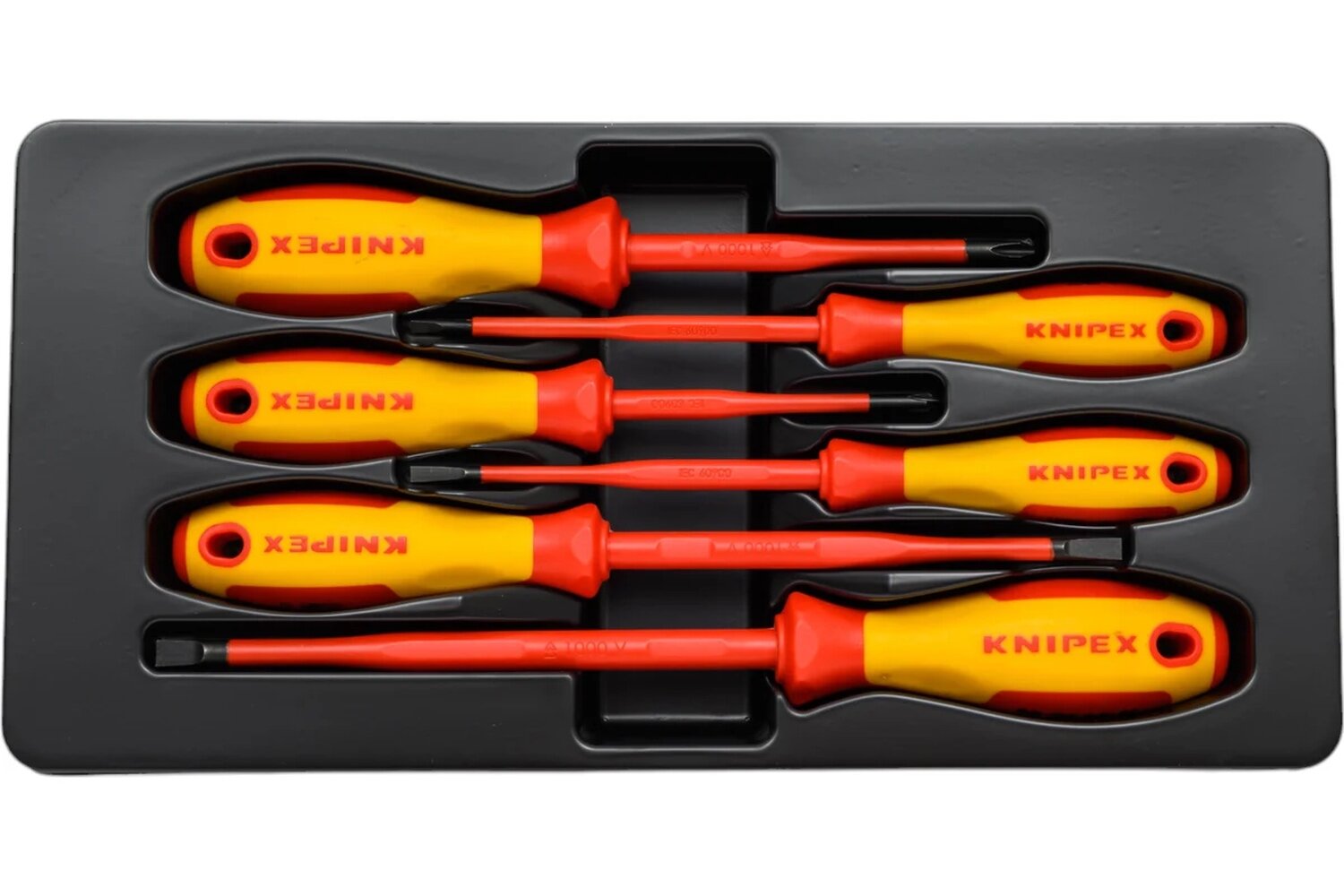 Набор отвёрток VDE диэлектрических, с узким концом, 6 пр, SL3/4/5.5/6.5, PH1/2 KNIPEX KN-002012V02