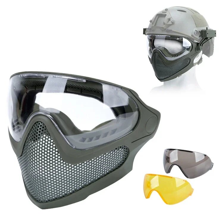 Тактическая маска для лица с сеткой Steel Mesh, OD
