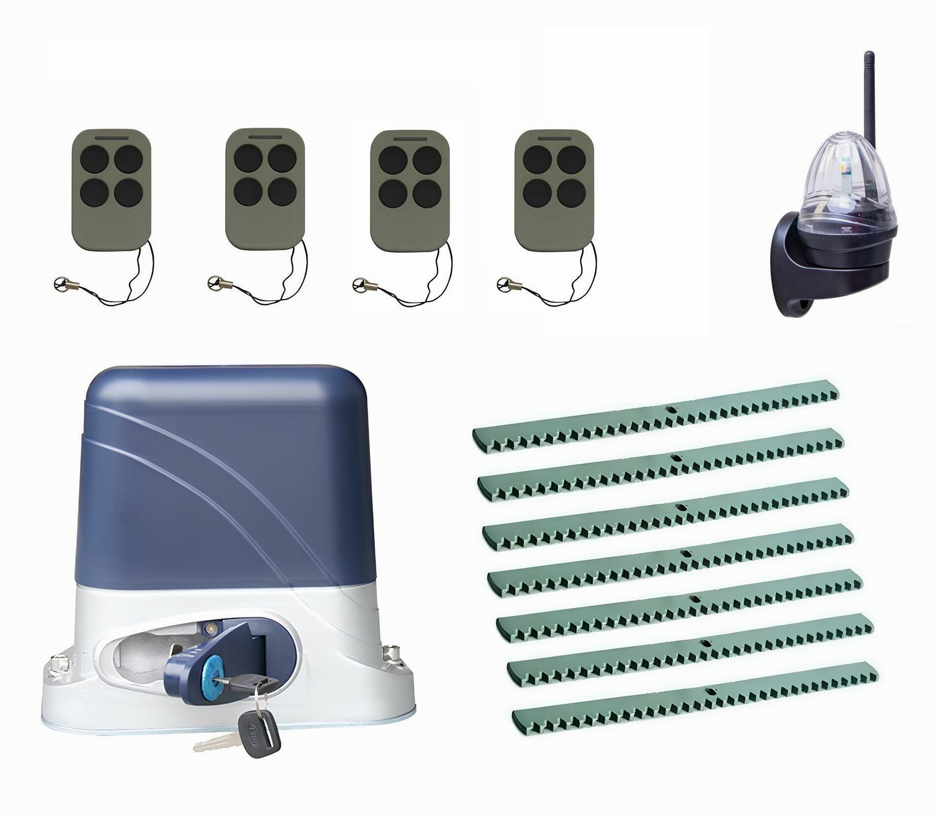 Автоматика для откатных ворот KSL-1300 KIT-L4K7-Т4, комплект: привод, 4 пульта, лампа, 7 реек