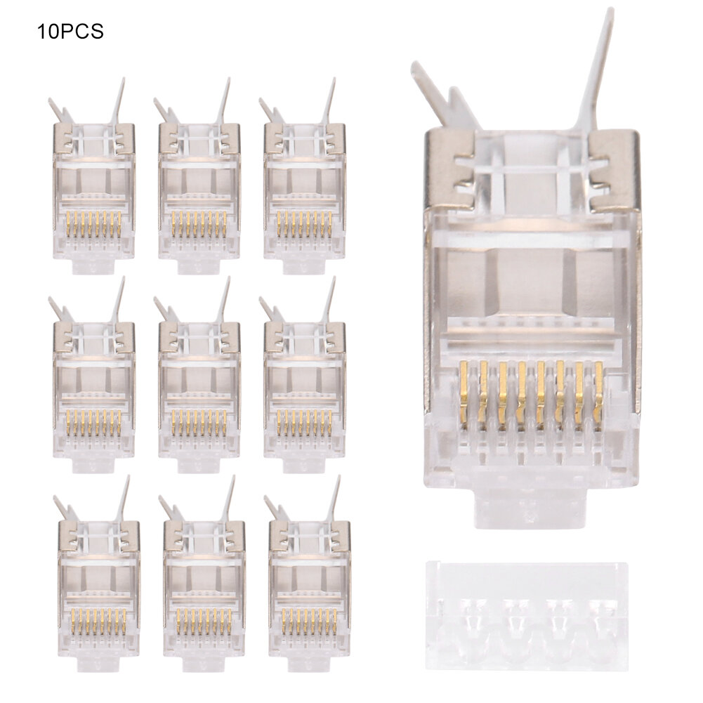 10 шт. экранированных RJ45 8P8C CAT7 30GIP разъемов для сервера связи Ethernet-кабелей RJ45