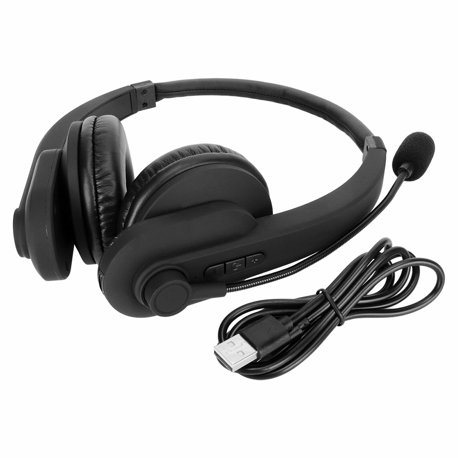 Беспроводная гарнитура Bluetooth 5.2 с шумоподавлением Удобная телефонная гарнитура с вращающимся микрофоном для офиса Черный