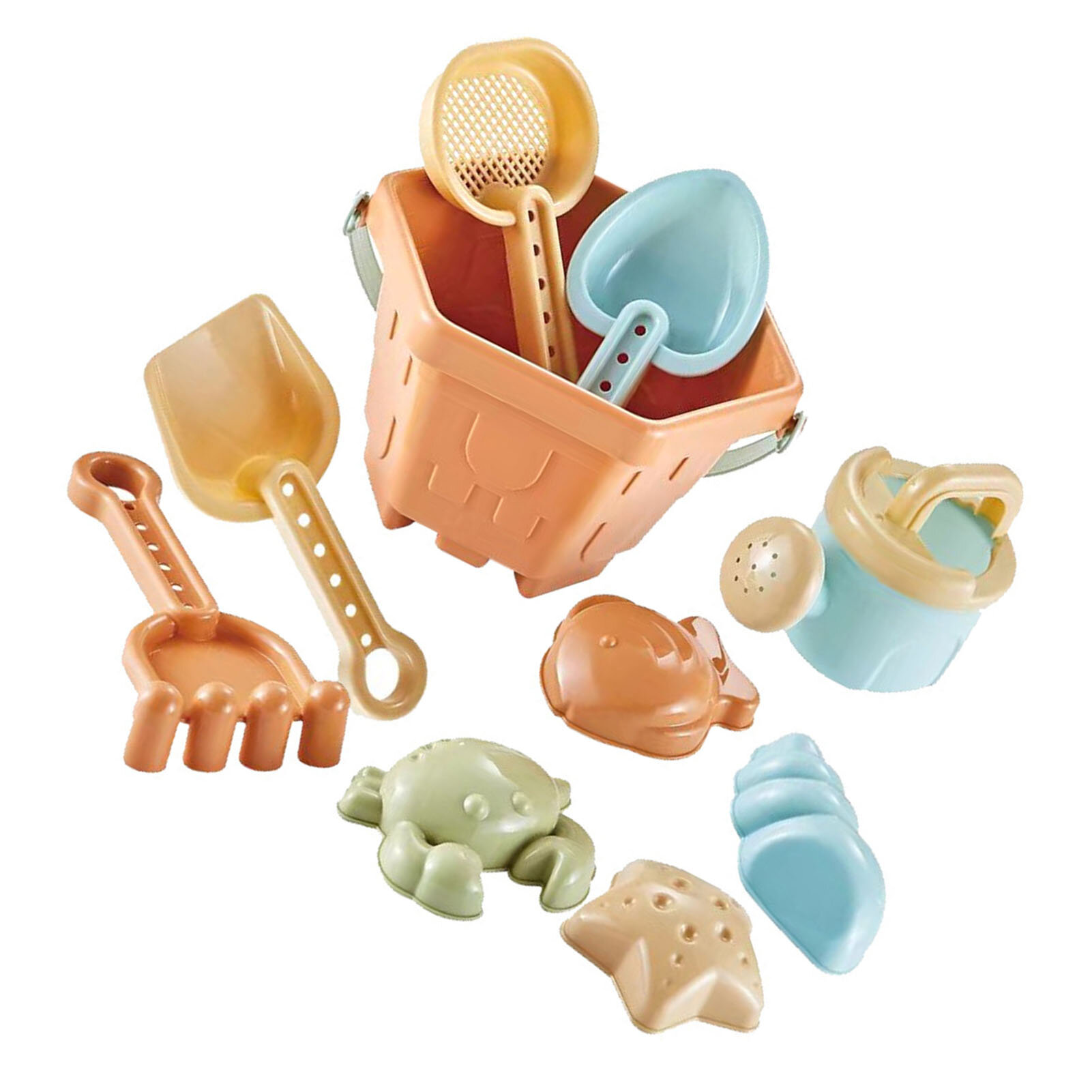 10шт Набор Песочных Игрушек Для Пляжа Формы Рака Ковш Лопата Песочница Для Детей Малышей Пластик Вес 440г