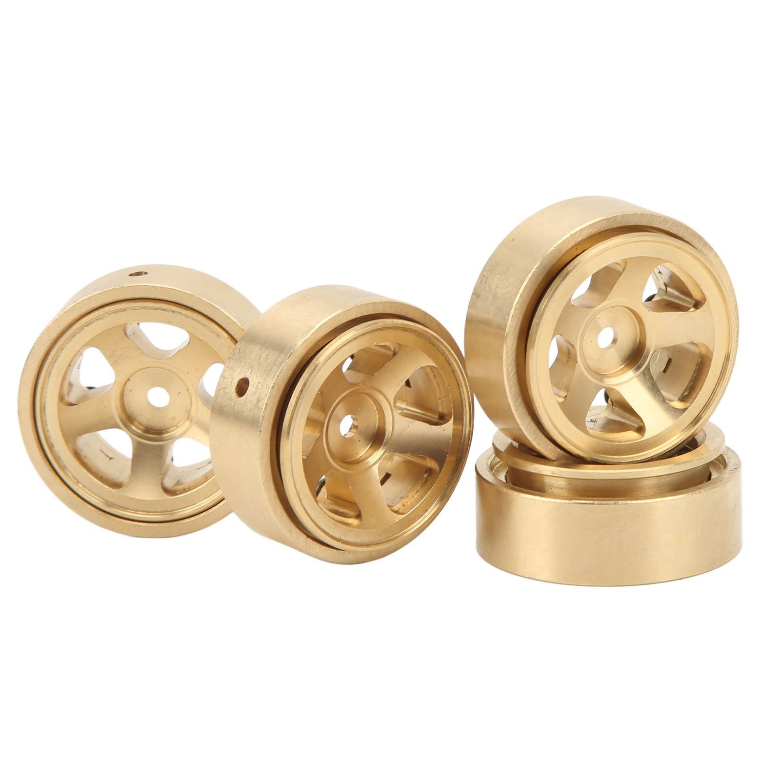 4Pcs RC Beadlock Wheel Rim Hubs Brass RC Car Upgrade Parts для FMS FCX24 1/18 1/24 Climbing Car Gold Material Aluminum Alloy Brass Wheel Diameter 33.5mm Wheel Width 14mm Hex Driver 7mm
