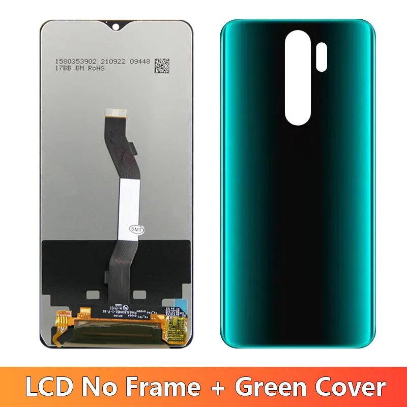 6,53-дюймовый новый дисплей для Xiaomi Redmi Note 8 Pro, сменный ЖК-экран + дигитайзер сенсорного экрана в сборе NoFrame Green Cover