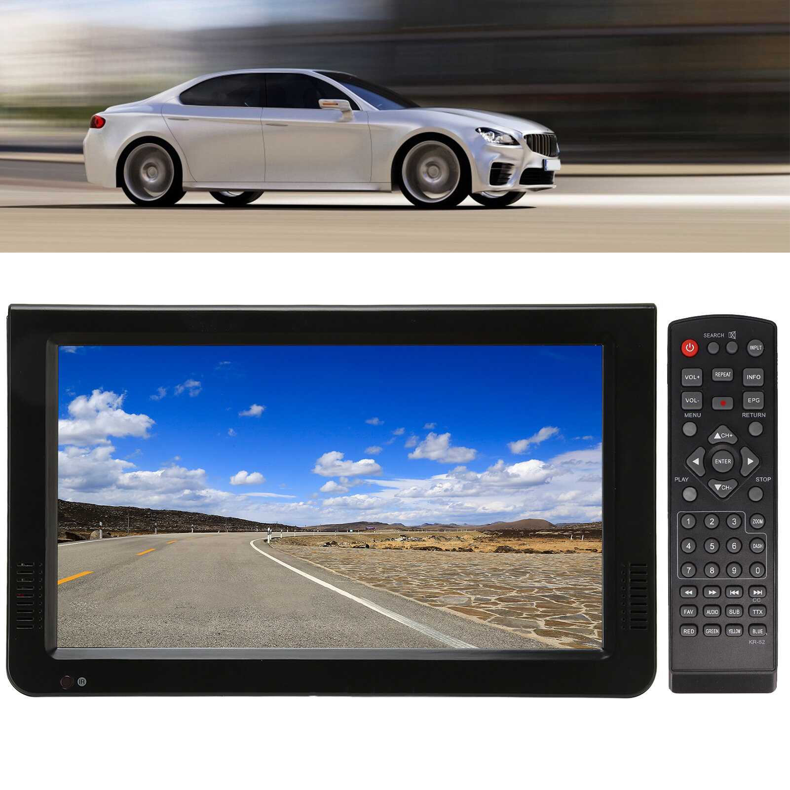 Портативный цифровой телевизор, 10 дюймов, 1080P, высокочувствительный тюнер, цифровое телевидение, вилка стандарта США, 110‑240 В