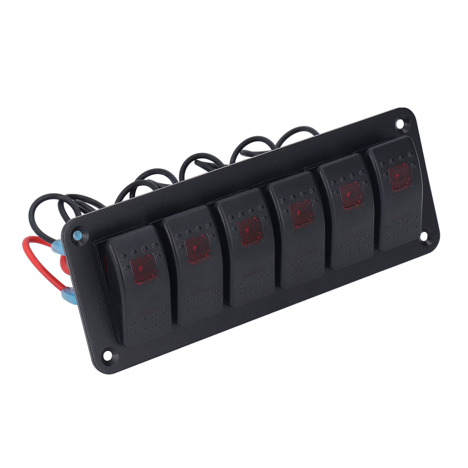 6-клавишный кулисный переключатель, панель со светодиодной подсветкой, переключатель включения и выключения, водонепроницаемая защита цепи для автомобиля, автобуса, морской лодки, квадроцикла, UTV, красный