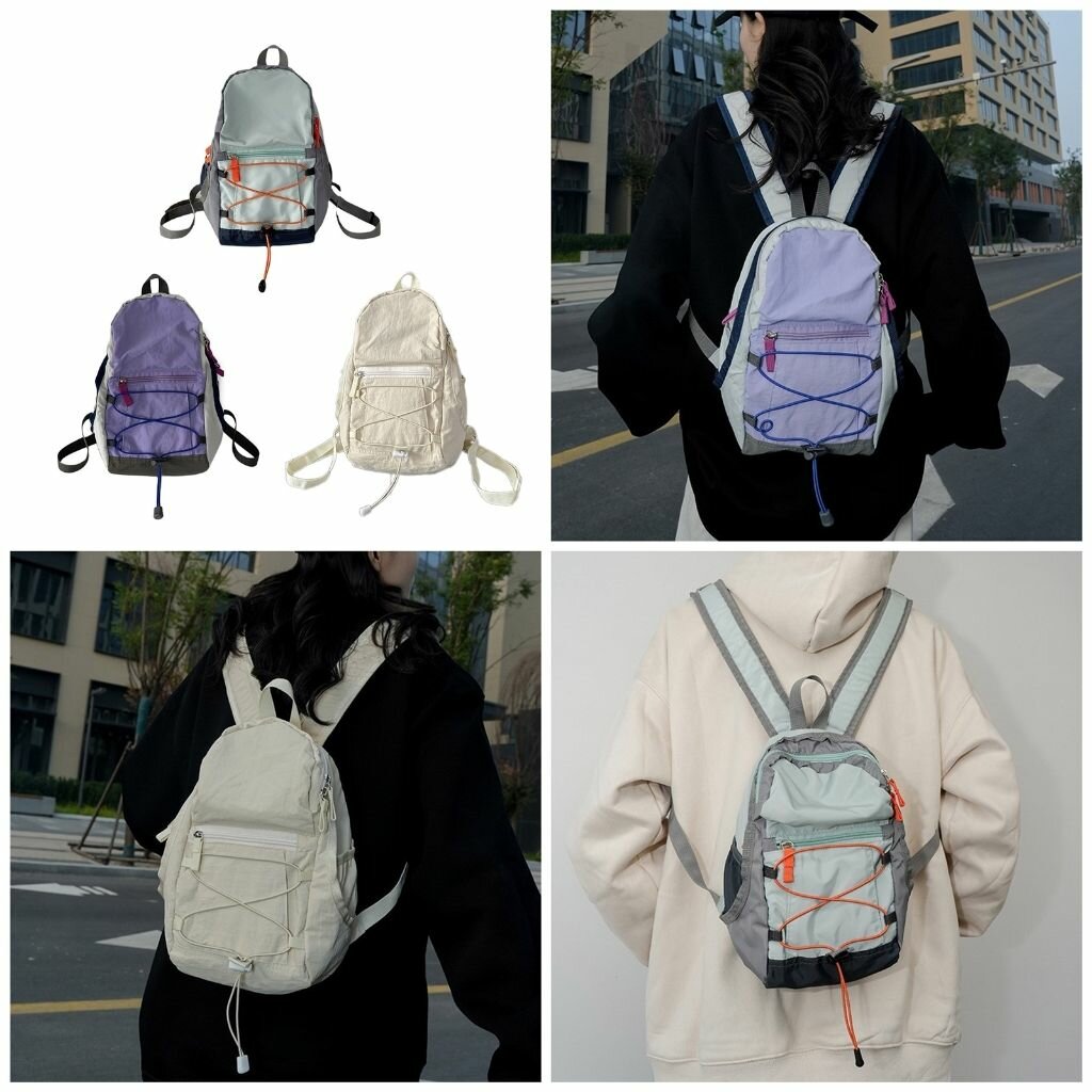 Легкий рюкзак для путешествий ins mini casual bag на шнурке-кремово-белый