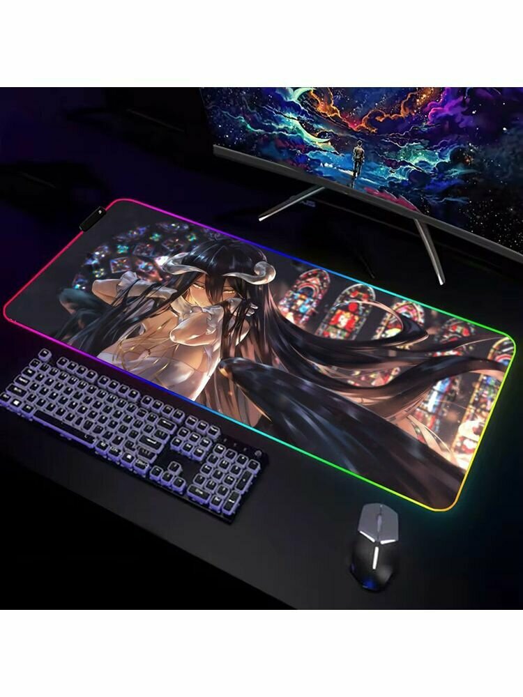 Коврик для мыши Overlord Albedo, игровой, с подсветкой, 40 см x 90 см