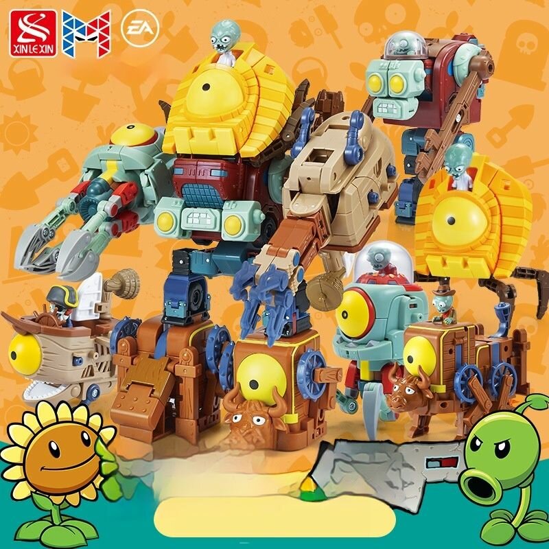 Крупный игровой набор «Plants vs. Zombies» с трансформирующимся пятимодульным роботом 28cm высокий