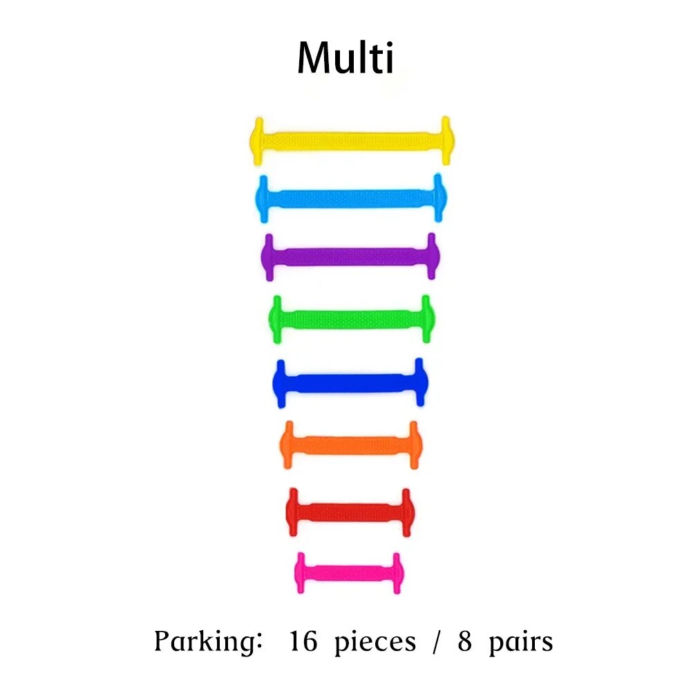 Силиконовые шнурки Multi, 16 шт / 8 пар