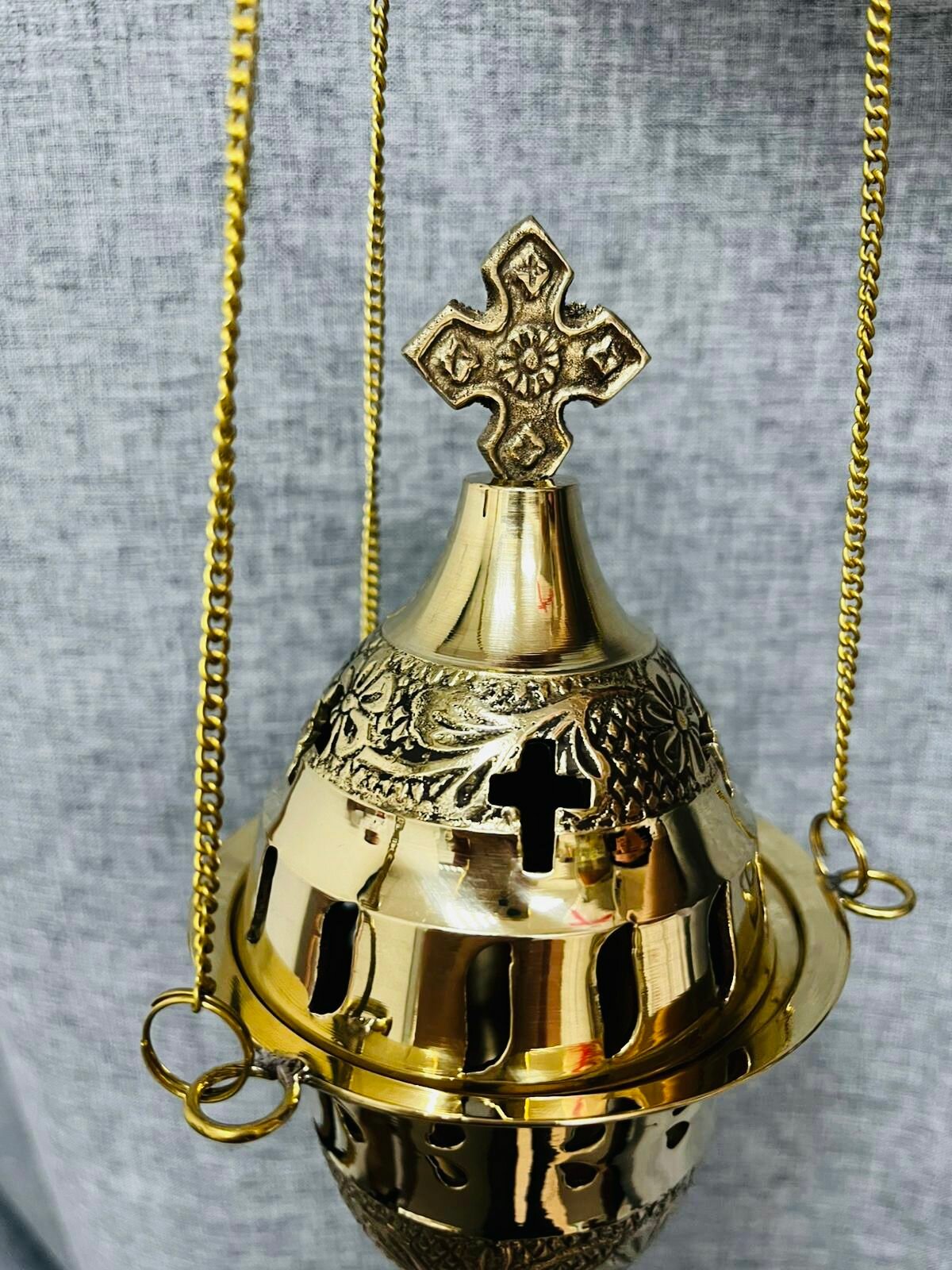 Кадило, кадильница на цепочке для угля, ладана, благовоний, латунь, Премиум качество Россия oxan
