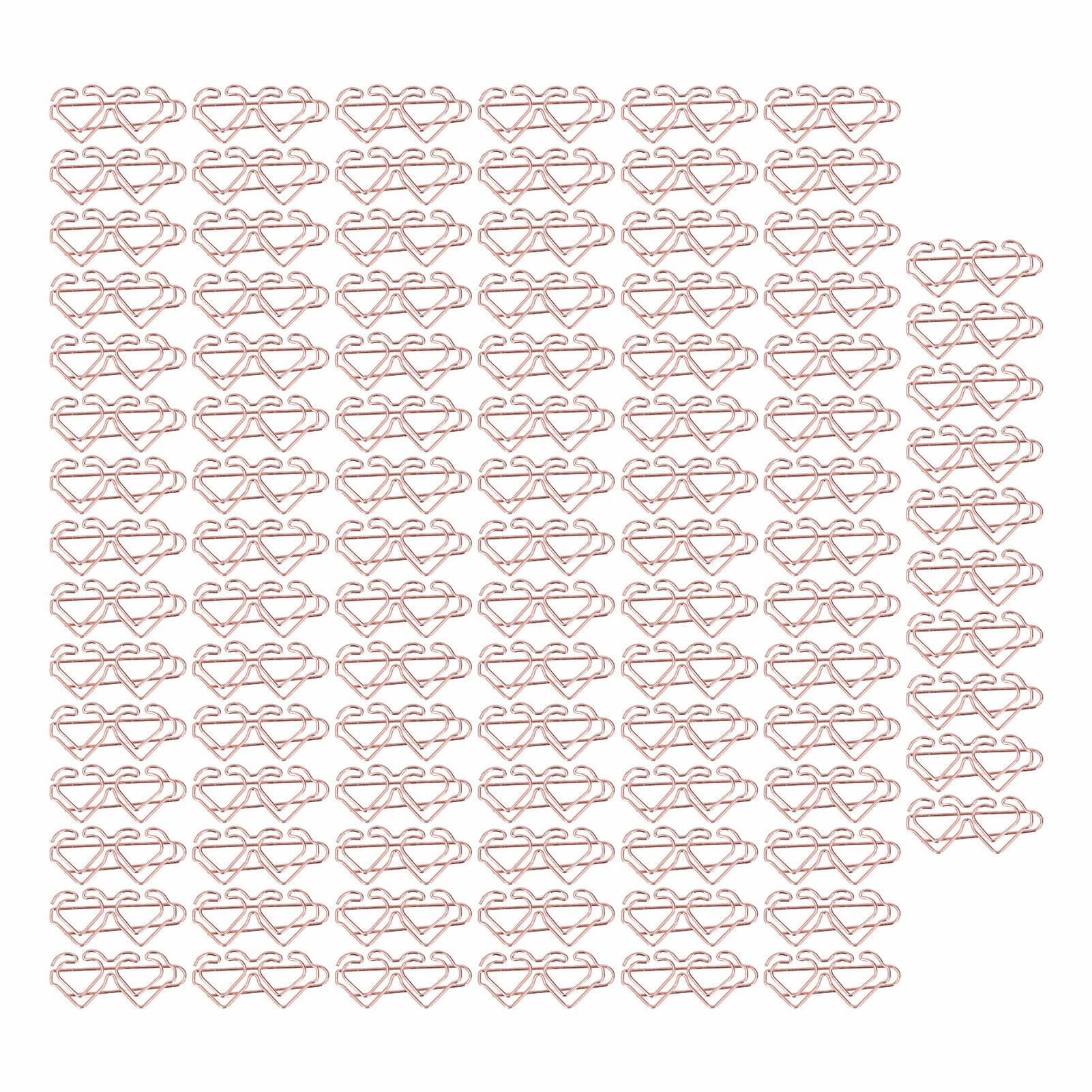 Скрепки форменные, 100 шт, гальваническое покрытие, металл розовое золото, портативные, милые, офисные, для классификации файлов, двойное сердце