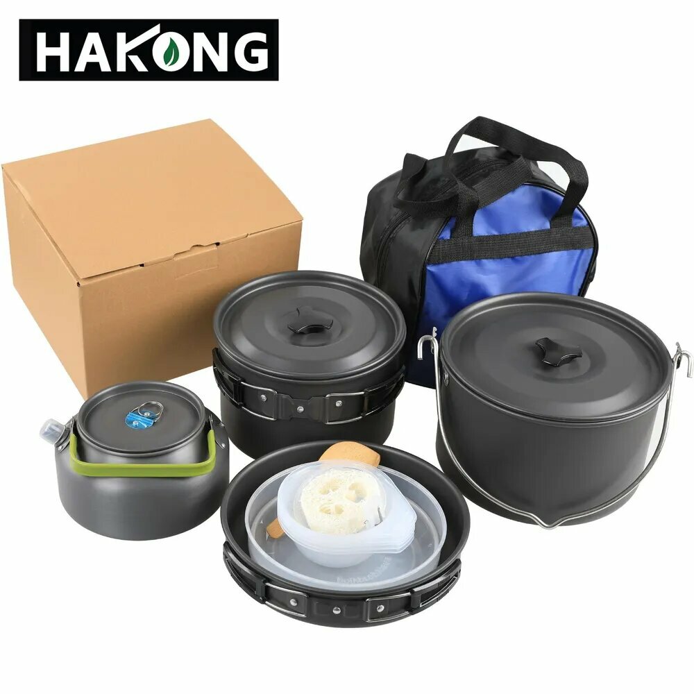 Набор посуды DS-700, туристический, для костра, из анодированного алюминия